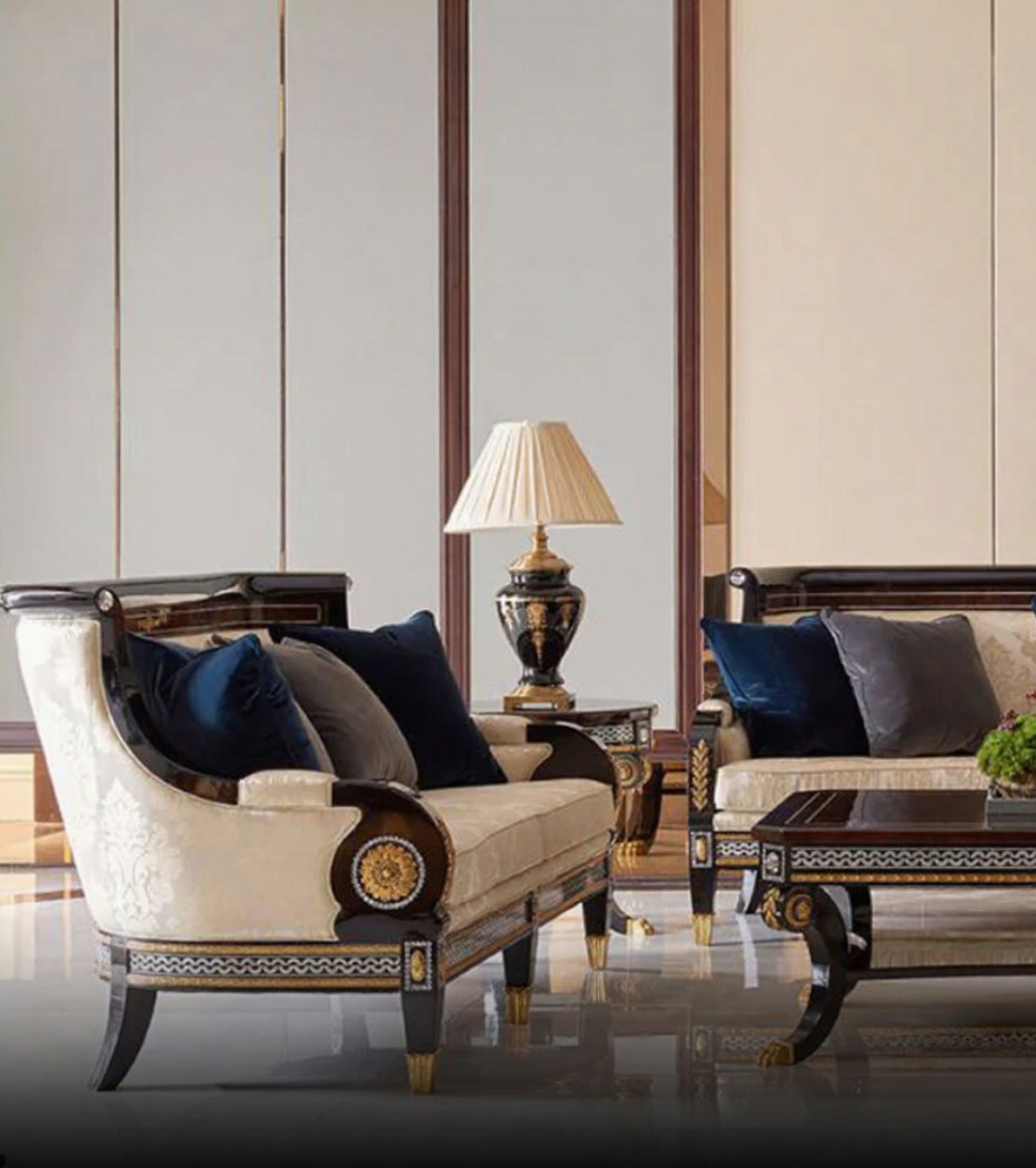 Shop Regal Comfort – Modern Neoclassical Sofa Set Now