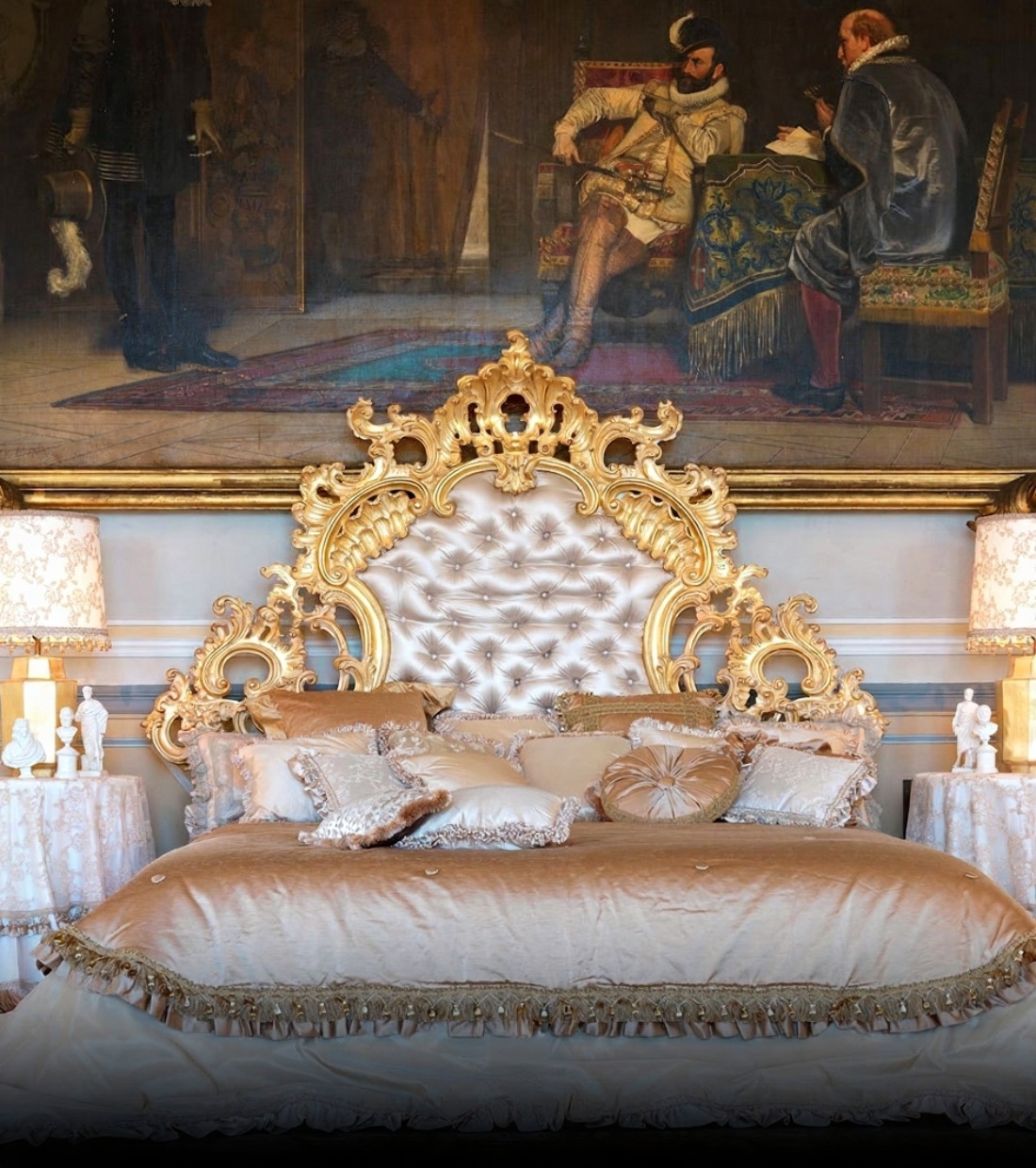 Buy Neoclassical Elegance Bedroom Set – Graceful Design in Wood & Gold