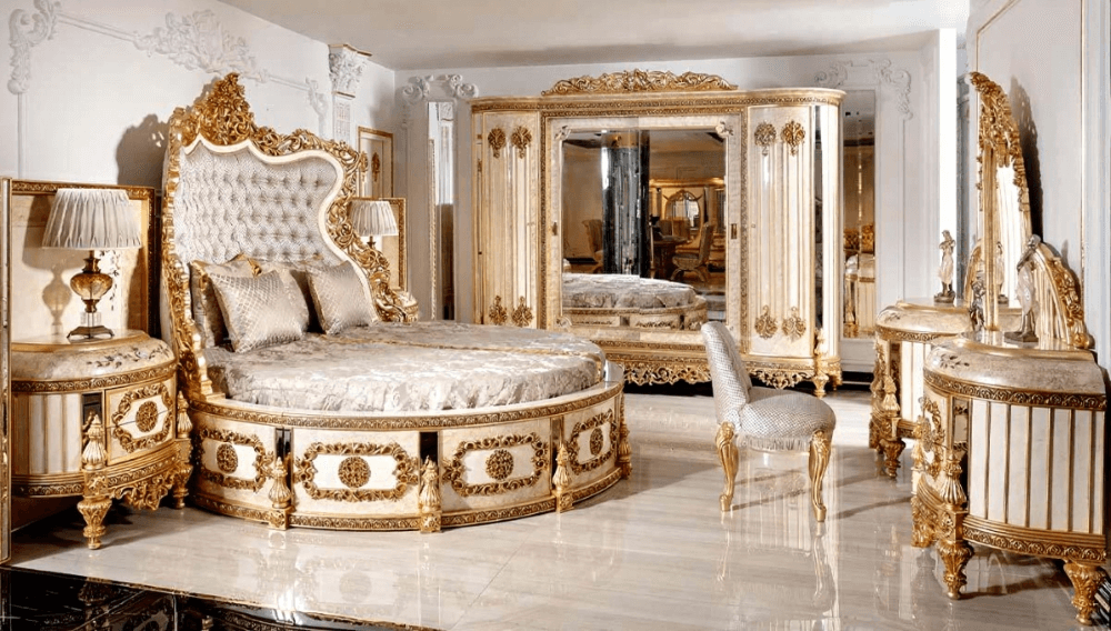 Buy Classical European Round Bed – Hand-Carved Luxury Solid Wood Design
