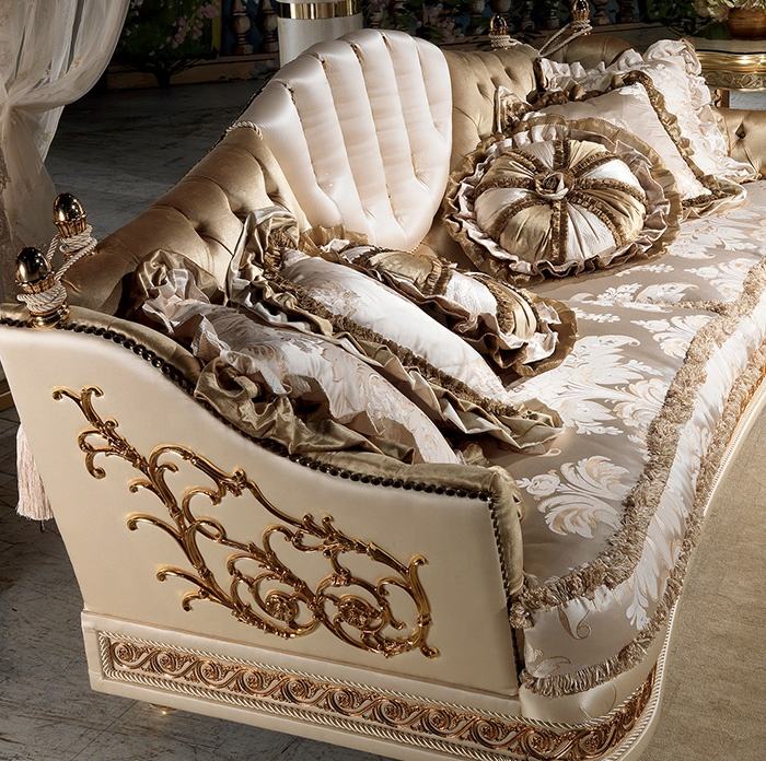 High-End European Sofa Set – Cream Upholstery & Artisan Gold Leaf Carvings