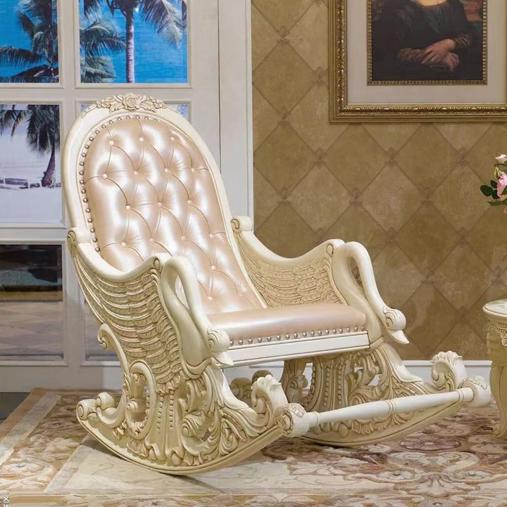 Buy Luxury Baroque Rocking Chair – Antique Handcrafted Wood & Leather ...