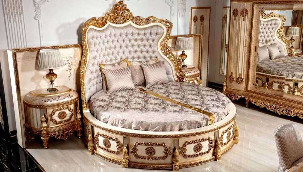 Buy Classical European Round Bed – Hand-Carved Luxury Solid Wood Design